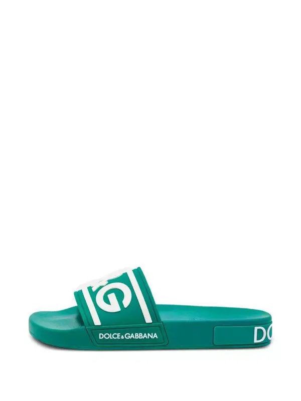 Dolce & Gabbana Embossed Logo Slides - Green