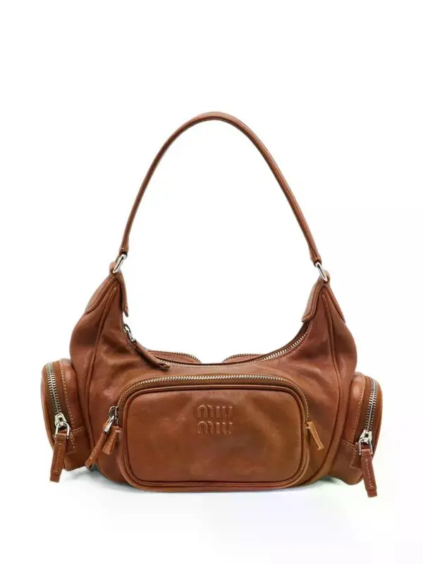 Miu Miu Multi-pocket Leather Shoulder Bag - Brown