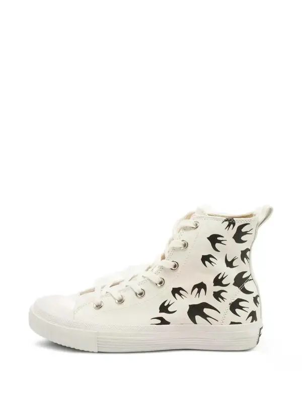 Alexander McQueen Swallow Print High-top Sneakers - White
