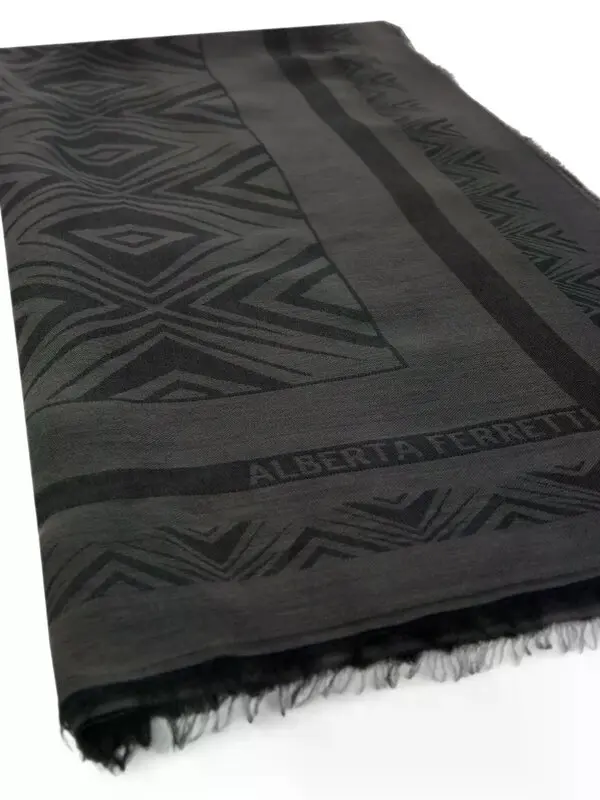 Alberta Ferretti Geometric-print Frayed-edge Scarf