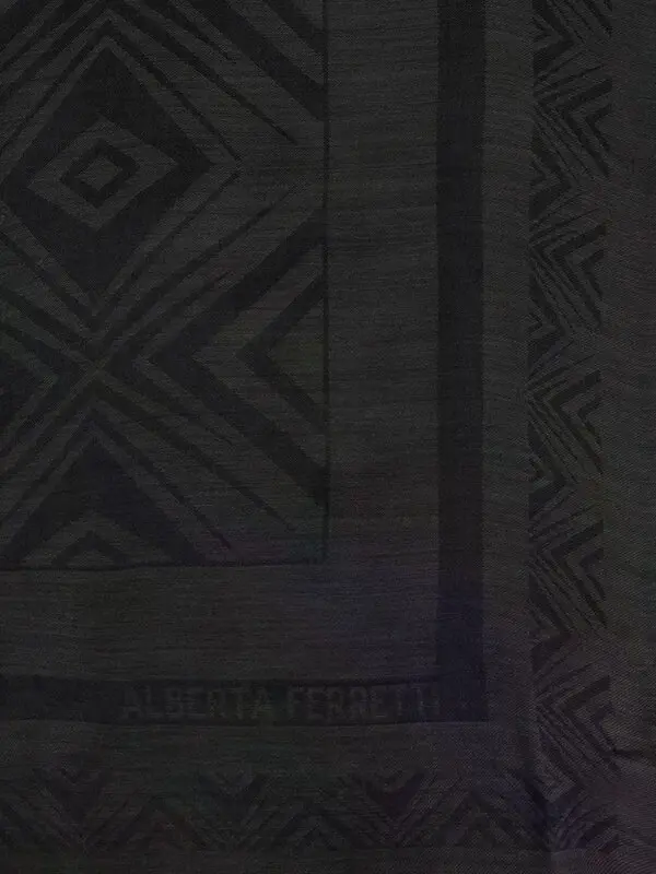 Alberta Ferretti Geometric-print Frayed-edge Scarf