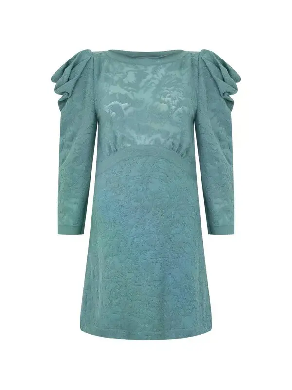 Alberta Ferretti Ruffled-sleeve Virgin Wool Mini Dress