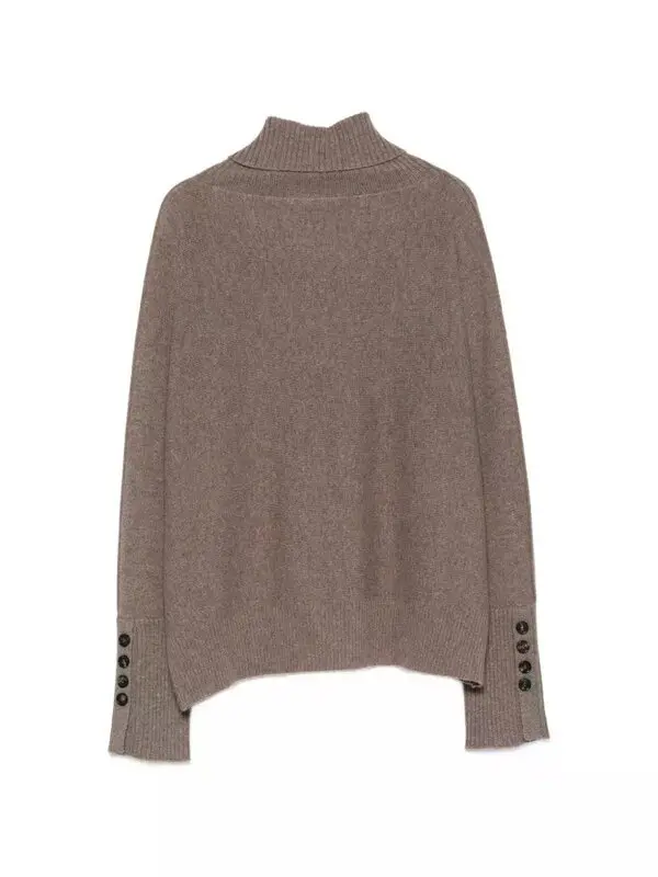 D.exterior Roll-neck Button-cuff Sweater