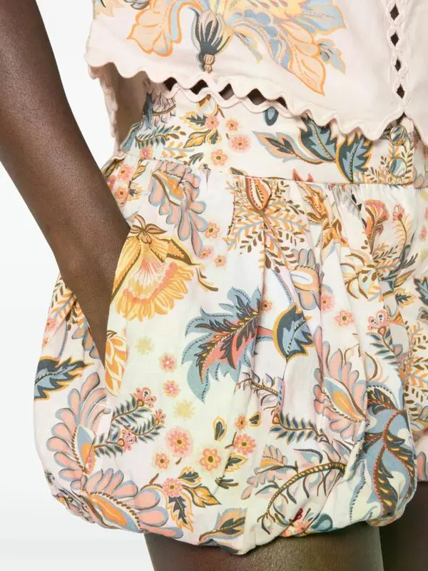 Farm Rio Floral Print Puff-ball Shorts