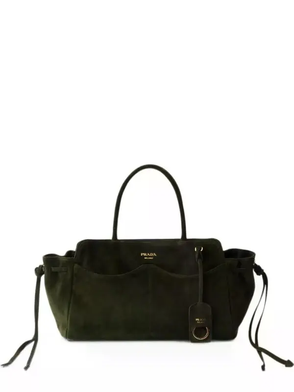 Prada Large Suede Carry Bag - Green