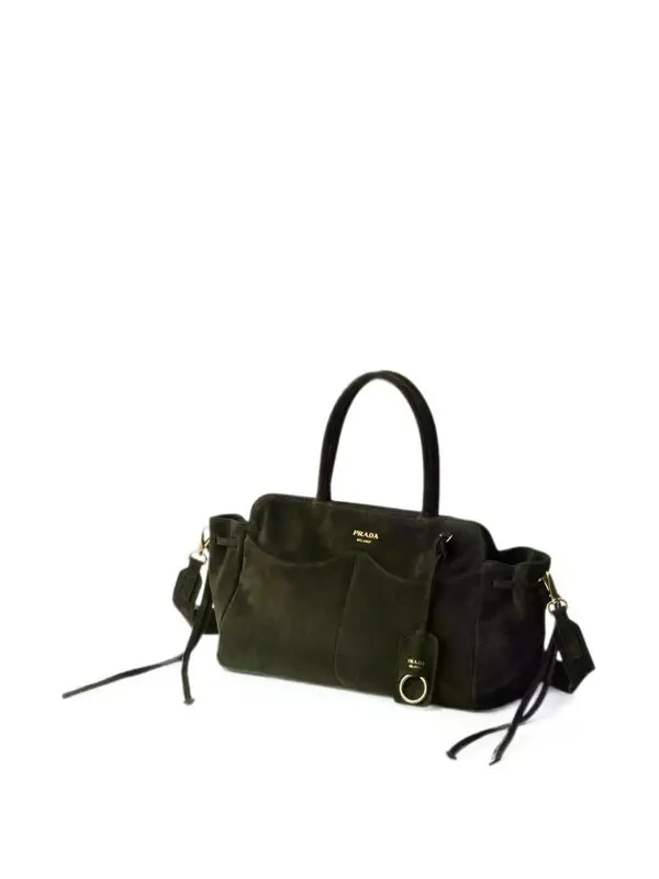Prada Large Suede Carry Bag - Green