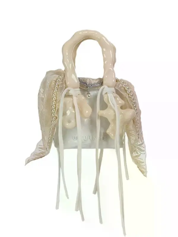 Ottolinger Ceramic Backpack With Lace And Pearl Embellishments - Neutrals