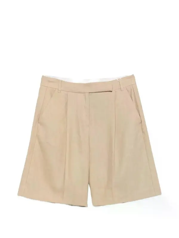 I BLUES Pleated Twill Shorts