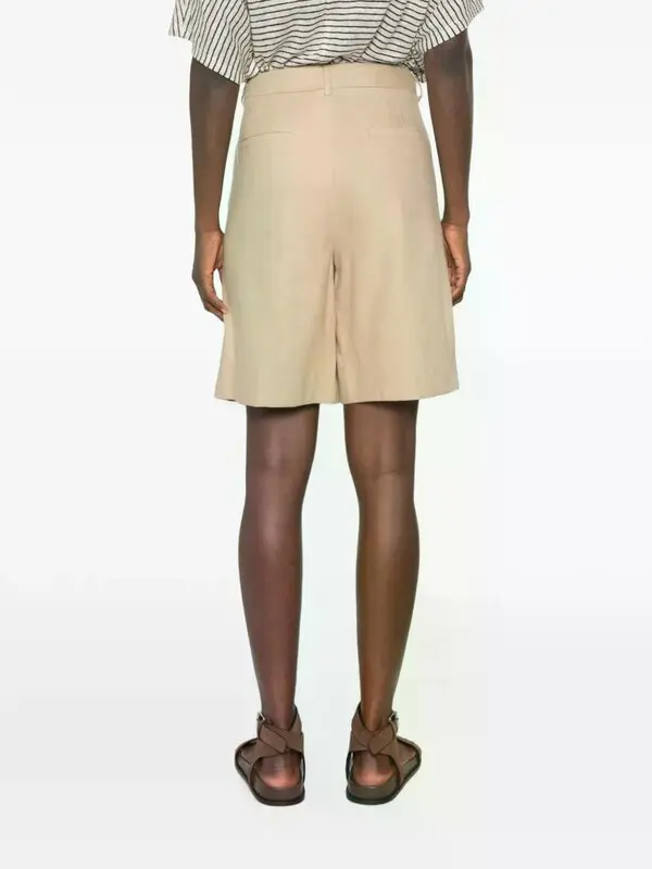 I BLUES Pleated Twill Shorts