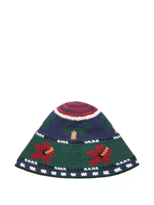Alanui Hibiscus Bloom Crochet-knit Bucket Hat - Blue