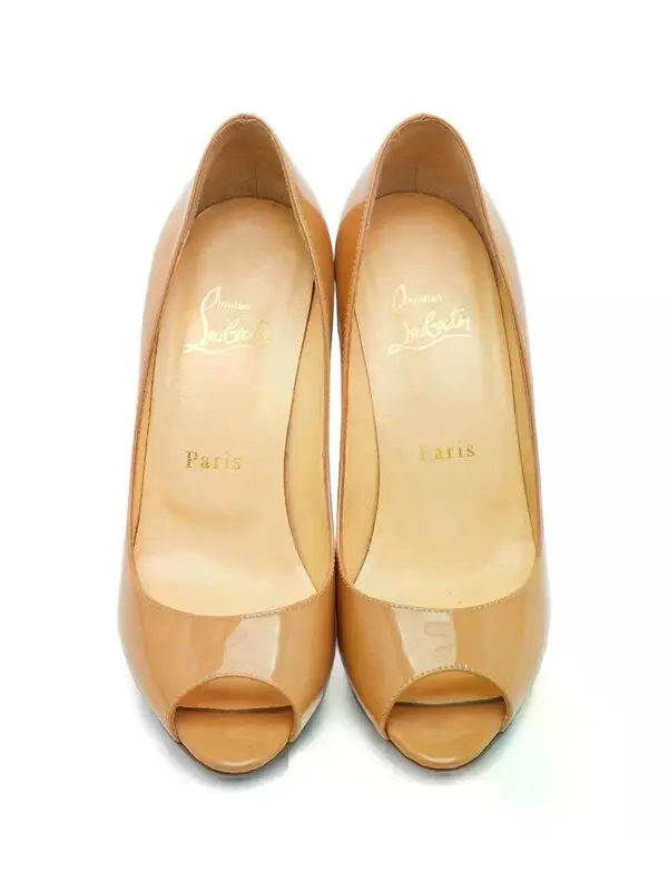 CHRISTIAN LOUBOUTIN Beige Patent Leather Peep-toe Pumps