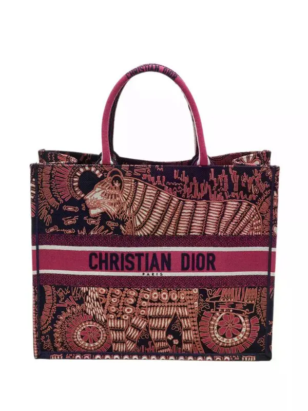 Dior Large Animals Tiger Book Tote Bag - Red