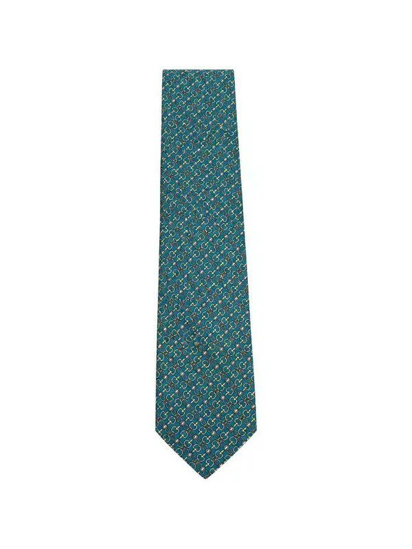 TOMBOLINI Geometric-print Silk Tie - Green
