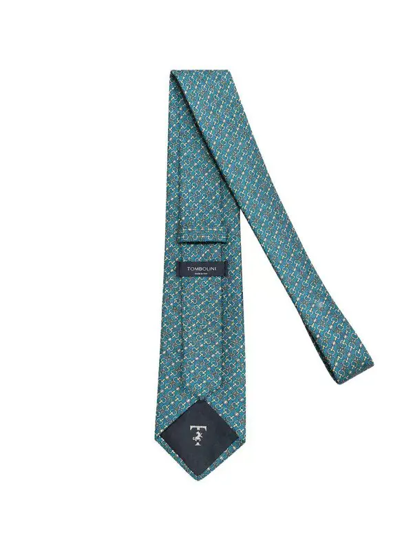 TOMBOLINI Geometric Print Silk Neck Tie - Green