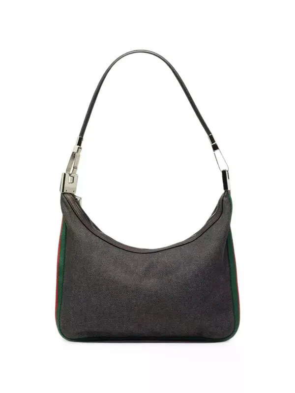 Gucci 2000-2015 Denim Web Shoulder Bag - Black
