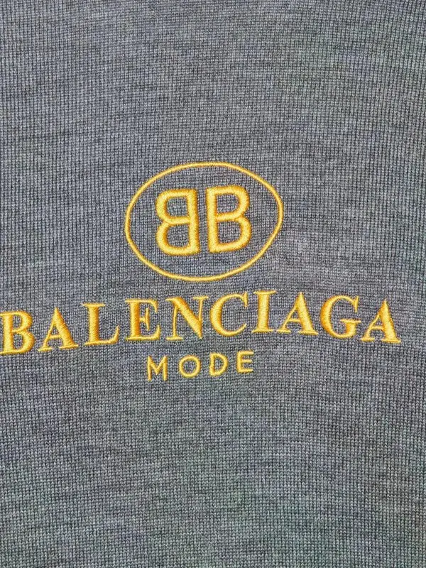 Balenciaga Logo Embroidered Crew Neck Wool Sweater