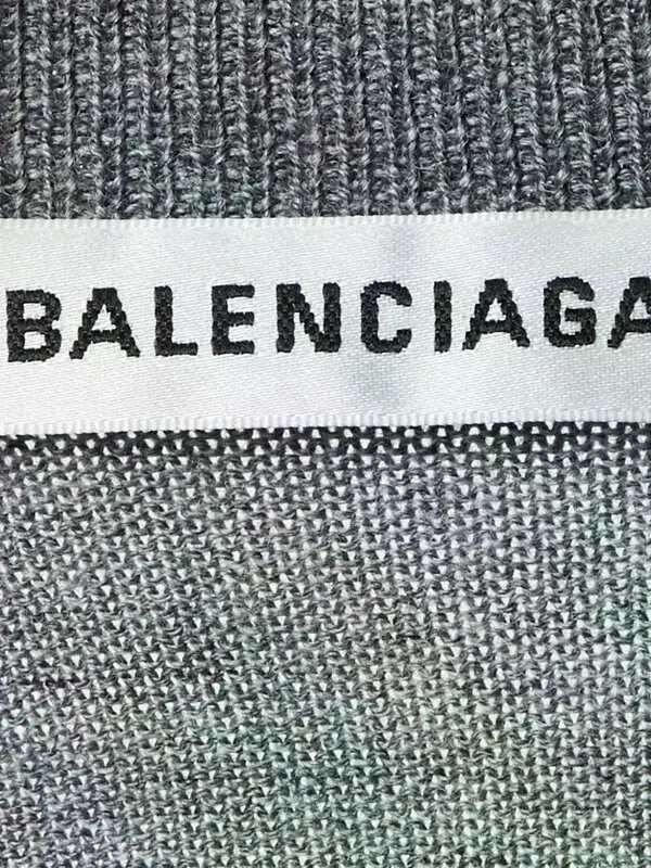 Balenciaga Logo Embroidered Crew Neck Wool Sweater