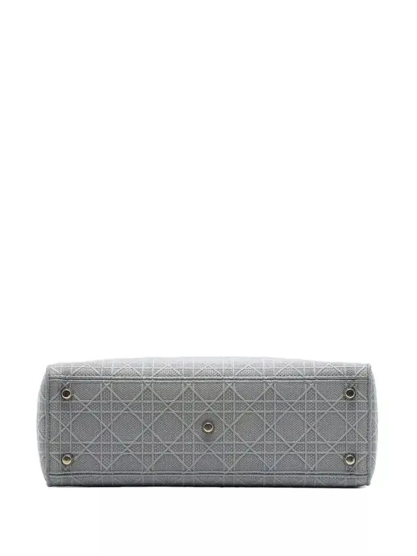 Dior Large Embroidered Canvas Cannage Lady D Lite Satchel
