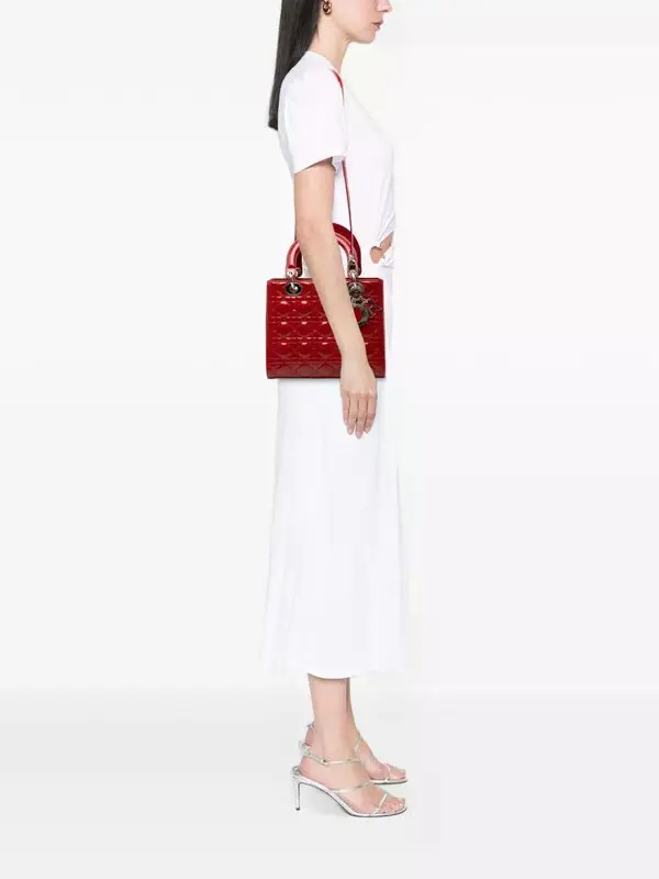 Dior Patent Cannage Lady Satchel - Red