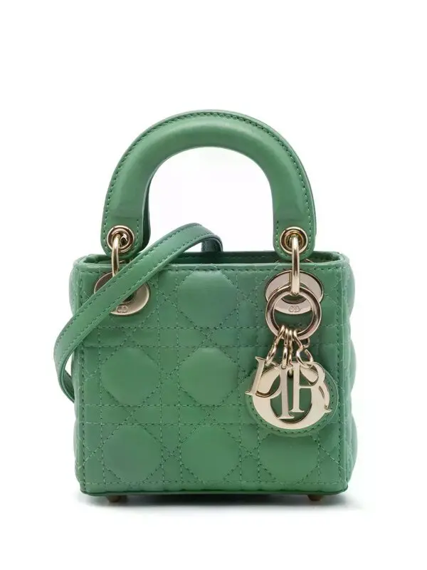 Dior 2020 Micro Lambskin Cannage Lady Satchel - Green