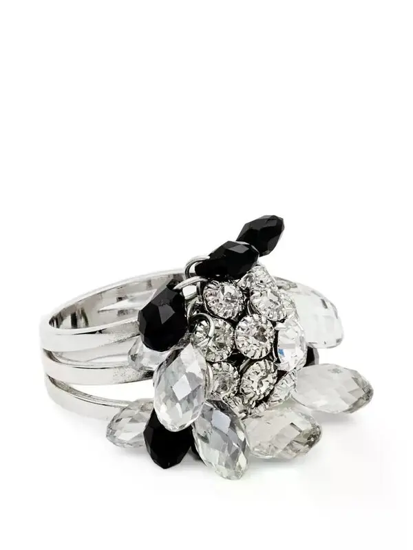 Dior Tone Crystal And Bead Embellished Cluster Ring