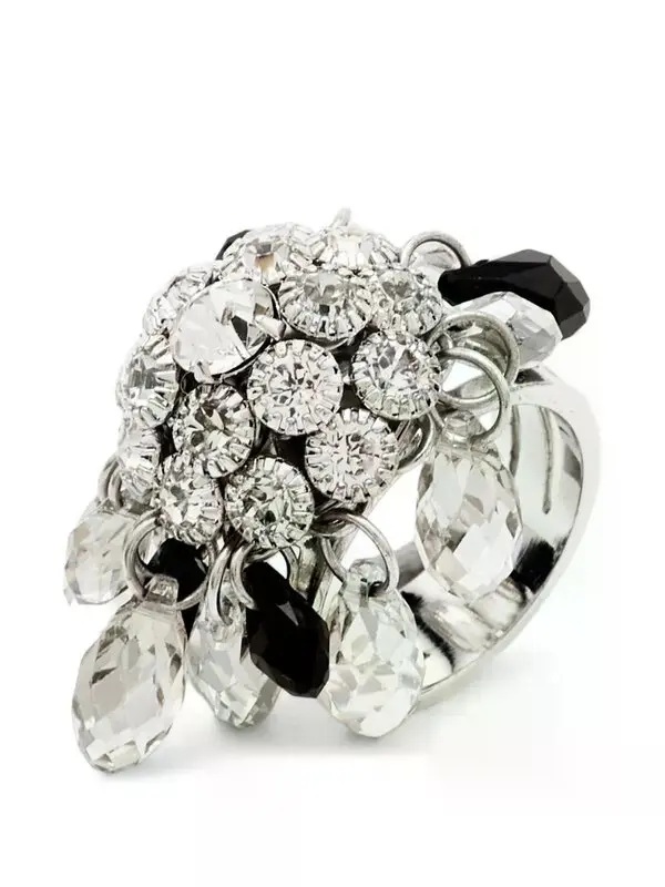 Dior Tone Crystal And Bead Embellished Cluster Ring