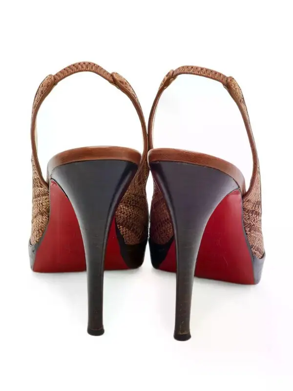 CHRISTIAN LOUBOUTIN Woven Raffia Platform Slingback Pumps