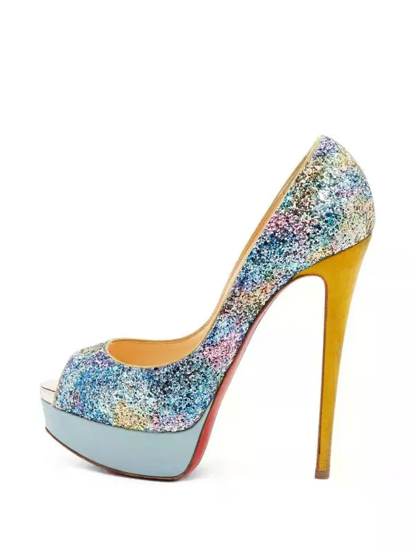 CHRISTIAN LOUBOUTIN Lady Peep Glitter Platform Pumps