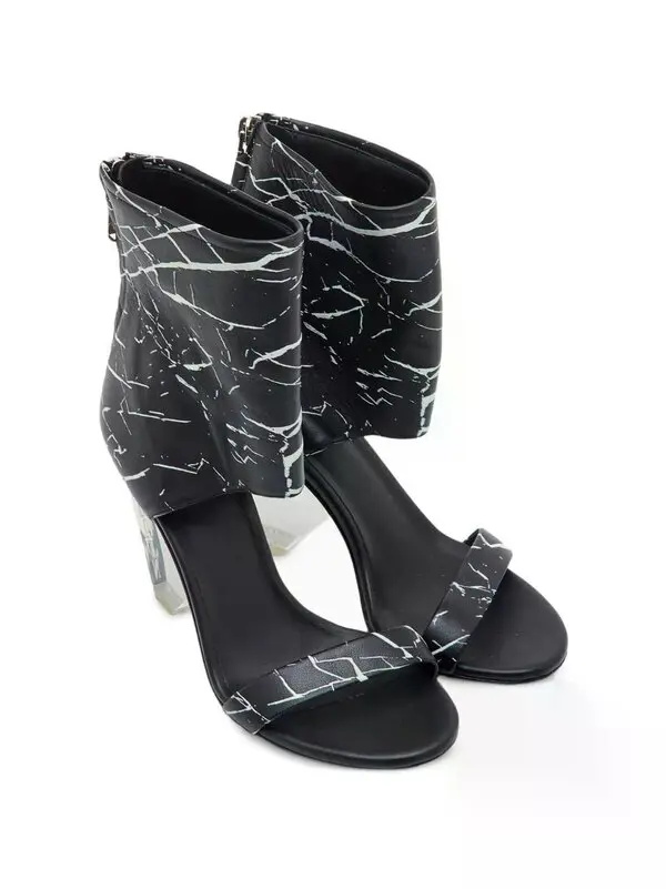 Balmain Carrara Marble Print Ankle Cuff Sandals