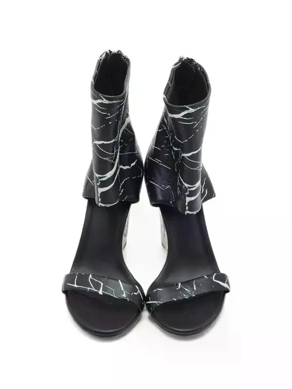 Balmain Carrara Marble Print Ankle Cuff Sandals