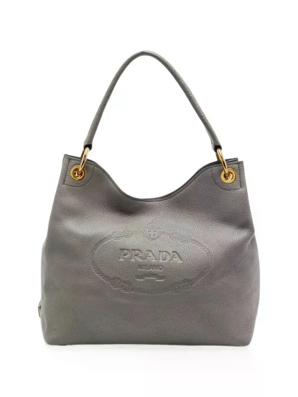 Prada Vitello Daino Phenix Embossed Logo Tote Bag