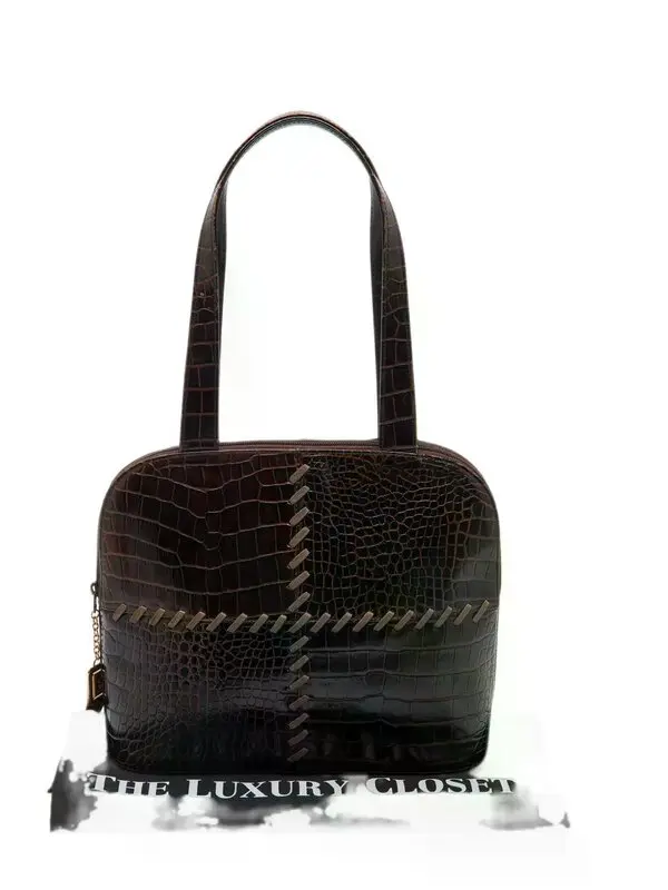 Saint Laurent Croc-embossed Shoulder Bag