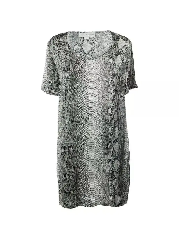 Stella McCartney Snakeskin-print Short-sleeve Mini Dress - Grey