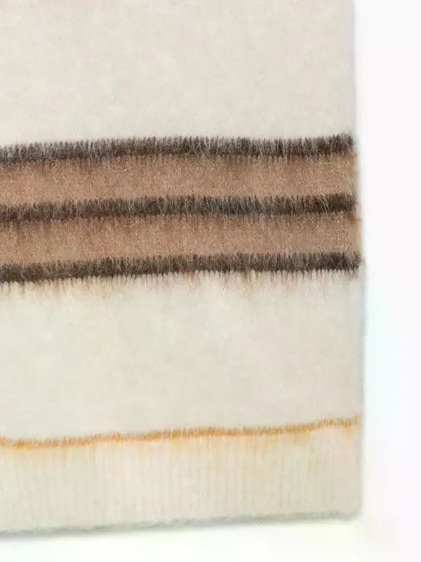 I BLUES Horizontal-stripe Knitted Scarf - Neutrals