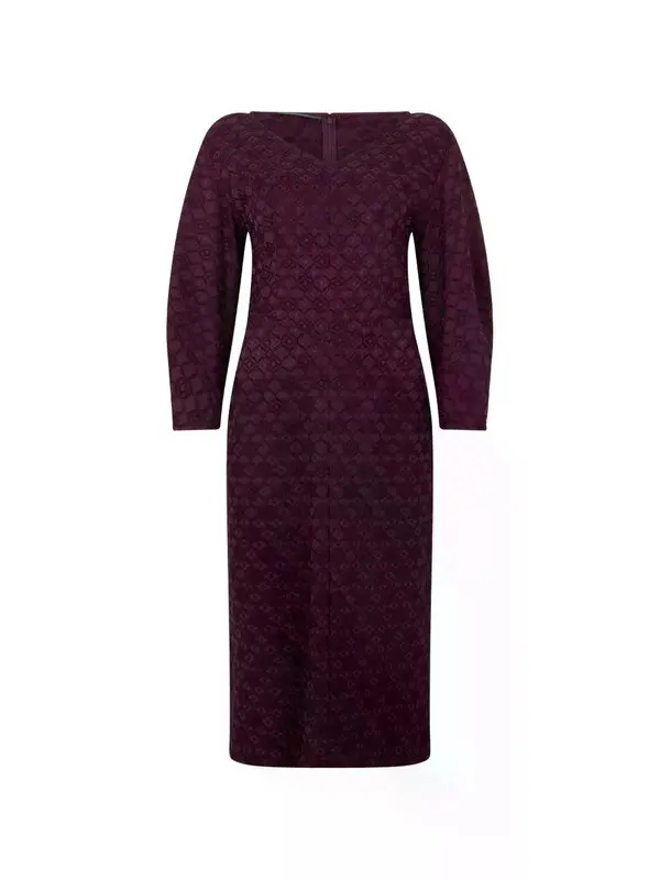 Alberta Ferretti Geometric Pattern Long Sleeve Midi Dress