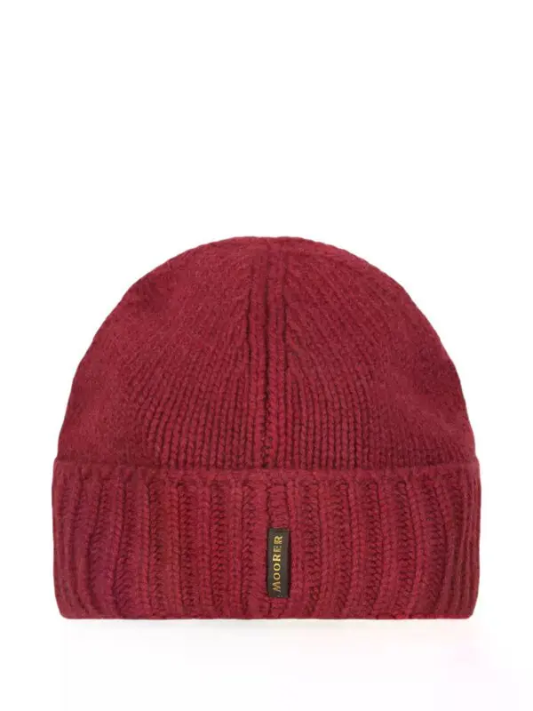 MOORER Ribbed Knit Beanie Hat - Red