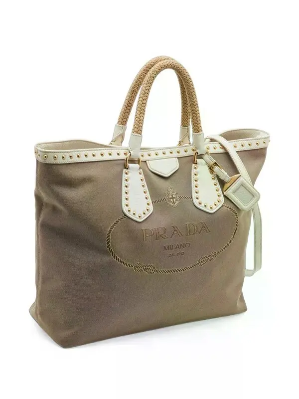 Prada Canapa Studded Two-way Handbag