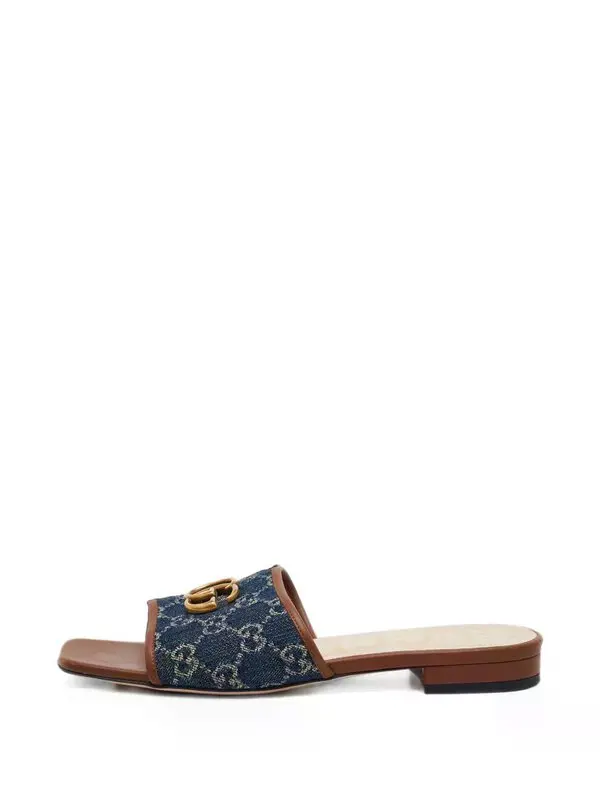 Gucci Gg Denim Slide Sandals - Blue