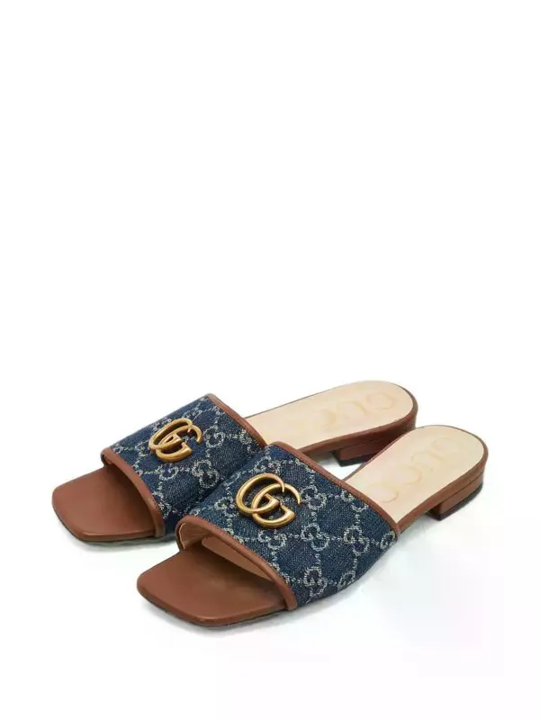 Gucci Gg Denim Slide Sandals - Blue