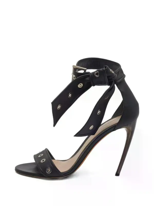 Alexander McQueen Leather Eyelet Detail Buckle High Stiletto Sandals
