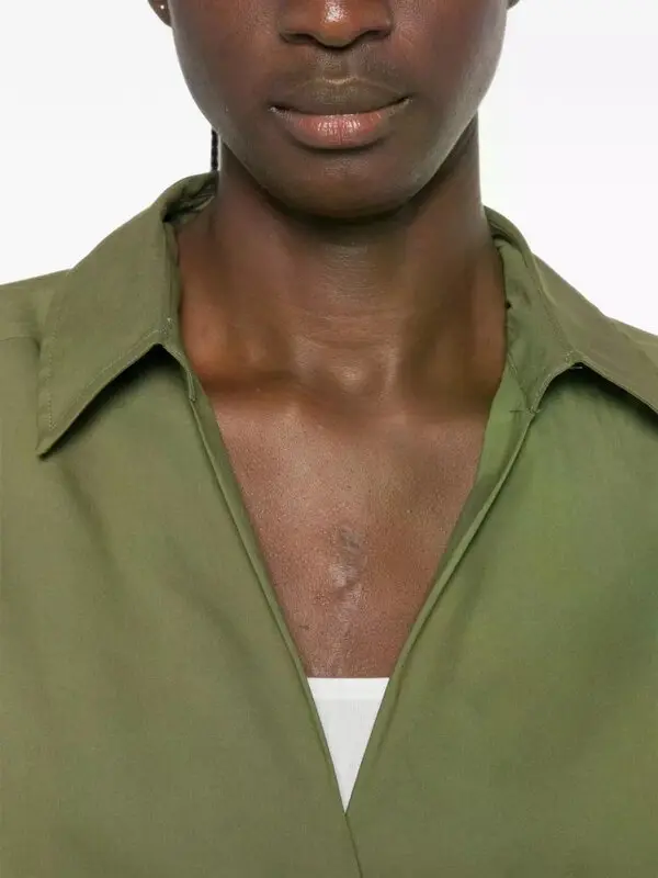 I BLUES Short Sleeve V-neck Shirt With Spread Collar And Drop Shoulder