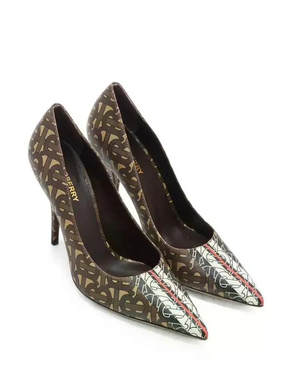 Burberry Tb Monogram Print Coated Canvas Pointed Toe Pumps