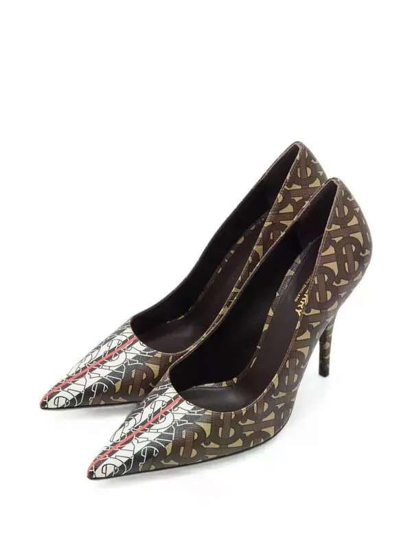 Burberry Tb Monogram Print Coated Canvas Pointed Toe Pumps