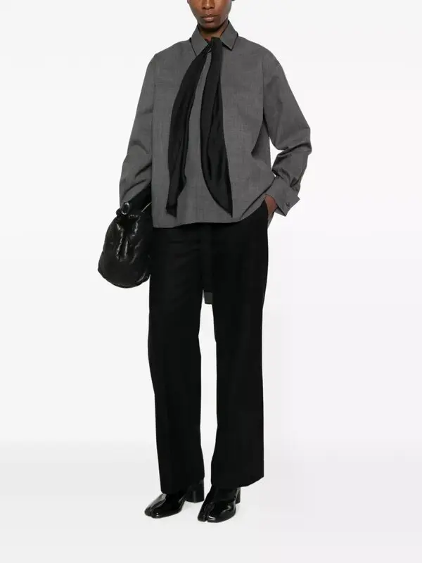 Sacai Layered Detail Pussy-bow Shirt - Grey