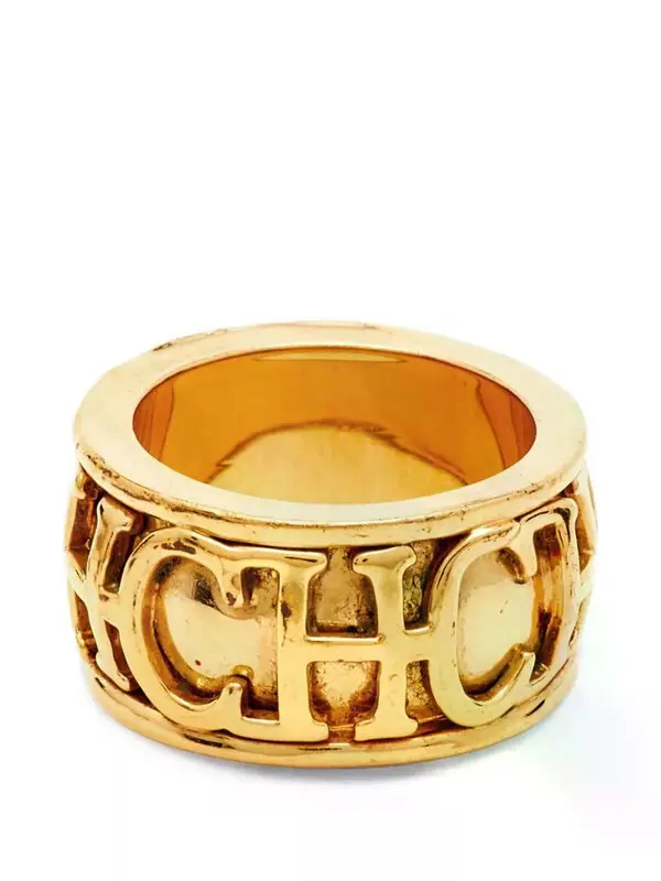 Carolina Herrera Tone Logo Pattern Band Ring