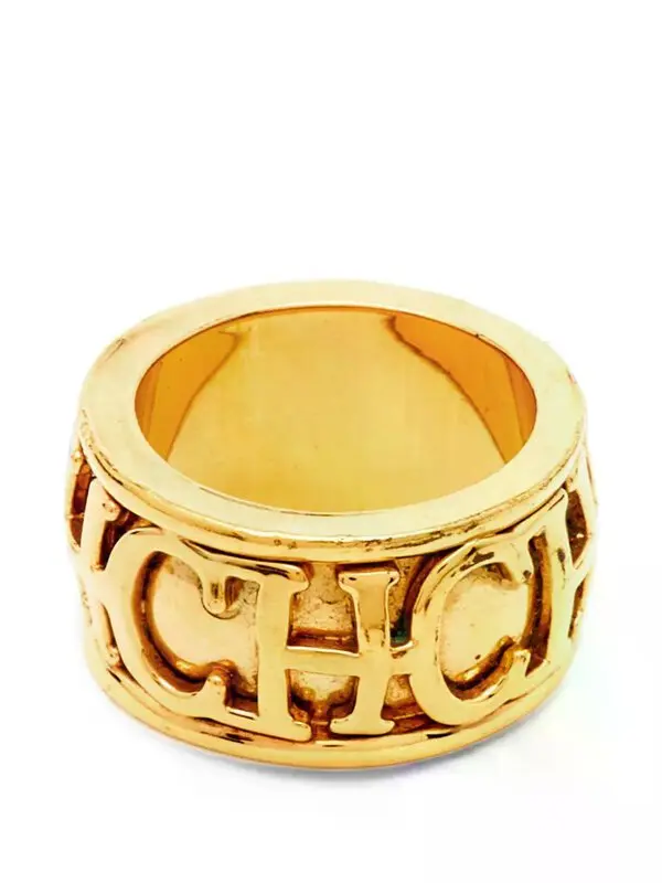 Carolina Herrera Tone Logo Pattern Band Ring