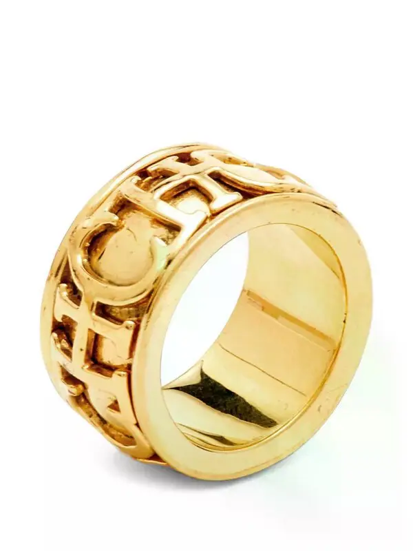 Carolina Herrera Tone Logo Pattern Band Ring