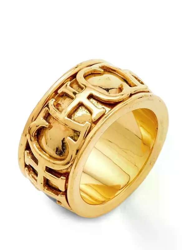 Carolina Herrera Tone Logo Pattern Band Ring