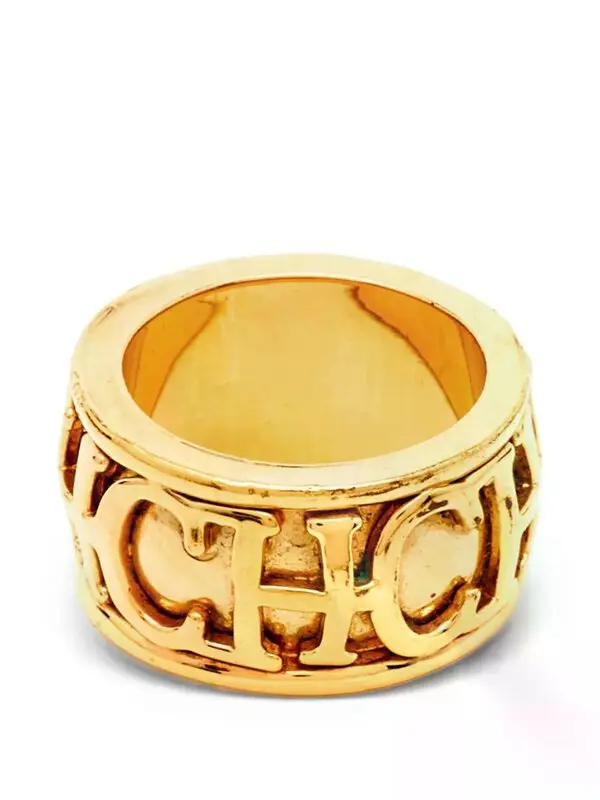 Carolina Herrera Tone Logo Pattern Band Ring