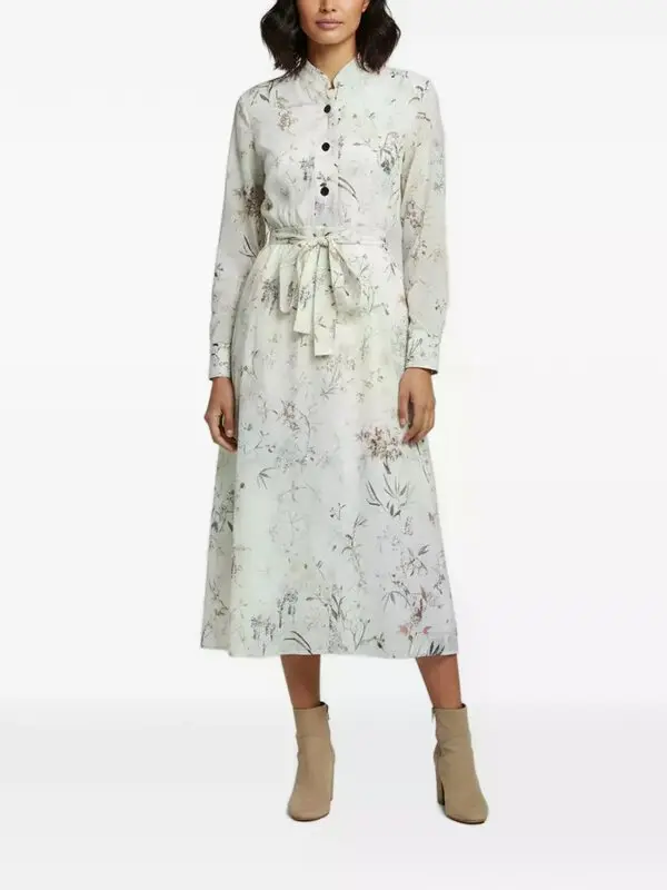 Dior Floral-print Belted Midi Dress - White